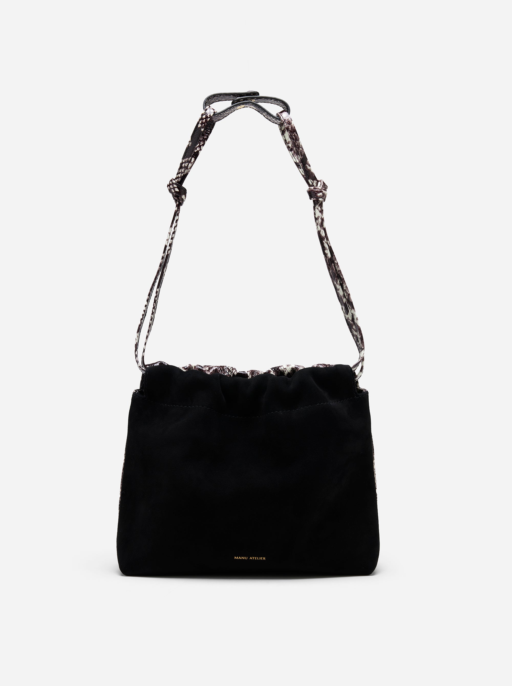 Romy Pouch Black Suede & Snake Embossed by Manu Atelier – Manu Atelier